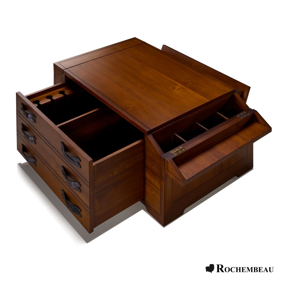 Table basse - malle bar de salon en bois