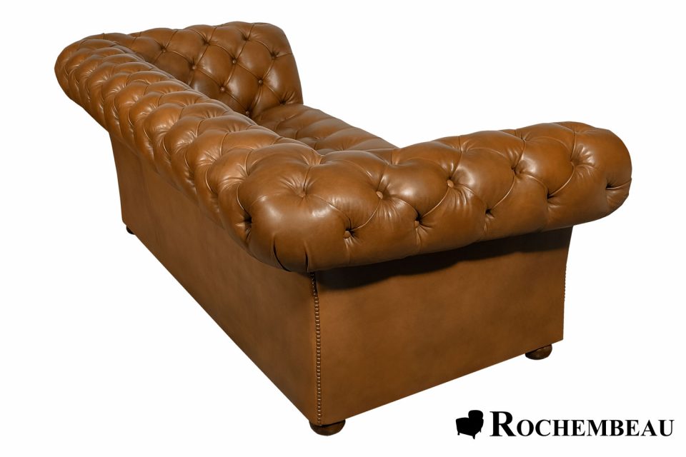 Canapé Chesterfield cuir haut de gamme assise capitons - Rochembeau